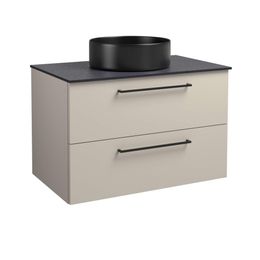 Waschtisch Welltime "Joy, Waschbeckenunterschrank inkl.Waschbecken, Badm&ouml;bel", grau (taupe), B:81cm H:65,5cm T:46,5cm, Waschtische, Waschtisch, Breite 100 cm, mit Soft-Close-Funktion, FSC-zertifiziert