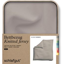 Bettbezug Schlafgut "Premium Bettbezug Knitted Jersey (1 St)", beige (sand mid), B:200cm L:200cm, Jersey, Obermaterial: 95% Baumwolle, 5% Elasthan, Bettbez&uuml;ge, Ton-in-Ton Rei&szlig;verschluss, Bio-Baumwolle mit Elasthan, Uni, OEKO Tex