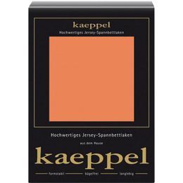 Spannbettlaken Kaeppel "Single Jersey Mako Elasthan", orange (mandarine), L:200cm, Jersey-Elasthan, Obermaterial: 97% Baumwolle, 3% Elasthan, Bettlaken, Spannbettlaken, aus 97% Baumwolle und 3% Elasthan