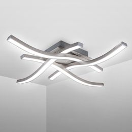 B.K.LICHT LED Deckenleuchte, grau (aluminiumfarben), 4, H: 7cm, Leuchten, Deckenlampe, neutralwei&szlig;, 20 Watt 2.000 Lumen, Aluoptik, geschwungen, LED Deckenleuchte