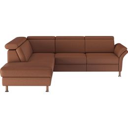 Ecksofa Home Affaire "Calypso L-Form", braun (haselnuss), B:259cm H:85cm T:227cm, 100% Polyester, Sofas, Ecksofa, mit Relaxfunktion motorisch im Sofa 2,5- Sitzer