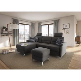 Sit & More Ecksofa SIT & MORE "Palmera L-Form, B: 244 cm", grau (dunkelgrau), B:244cm H:89cm T:163cm, 100% Polyester, Sofas, Ecksofa, optional Bettfunktion & Bettkasten, Federkern