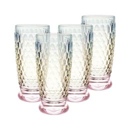 Villeroy & Boch Longdrinkglas VILLEROY & BOCH "Longdrinkglas Boston Pearl 300 ml 4er Set bunt", bunt, 4 tlg., Glas, Trinkgef&auml;&szlig;e