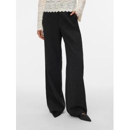 V&eacute;ro Moda Anzughose VERO MODA "VMBESTIE HW WIDE PANT NOOS", Damen, Gr. 38, L&auml;nge 30, dunkelgrau melange detail:melange, Web, Obermaterial: 94% Polyester, 4% Viskose, 2% Elasthan, meliert, unifarben, bequem lang, Hosen Anzughose, Materialmix, weite Form, mit Stretch
