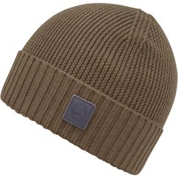 Strickm&uuml;tze Chillouts "Enes Hat", Herren, beige, Rippstrick, Materialmix, unifarben, M&uuml;tzen Strickm&uuml;tze, mit dezentem Logo-Patch