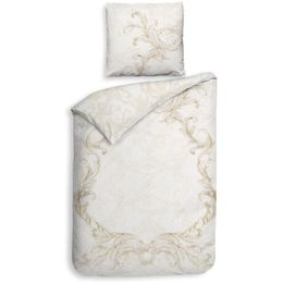 Bettw&auml;sche HECKETT & LANE "Heckettlane Bettw&auml;sche Lauren", elfenbein, B/L: 155cm x 220cm, 1 Stk., 1 Stk., Mako-Satin, B/L: 80cm x 80cm, 2, Mako-Satin, Obermaterial: 100% Baumwolle, Bettw&auml;sche, Bettw&auml;sche, Bettw&auml;sche aus 100% Baumwolle, hochwertige Mako-Satin, ab 135x200 cm.