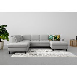 Sit & More Wohnlandschaft SIT & MORE "Maggiore U-Form", grau, B:312cm H:88cm T:224cm, 95% Polyester, 5% Polyamid, Sofas, Wohnlandschaft, wahlweise mit Kopfteilverstellung, Bettfunktion und Stauraum