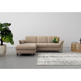 Sit & More Ecksofa SIT & MORE "Maggiore L-Form", grau (taupe), B:258cm T:173cm, 98% Polyester, 2% Polyamid, Sofas, Ecksofa, wahlweise mit Kopfteilverstellung, Bettfunktion und Bettkasten