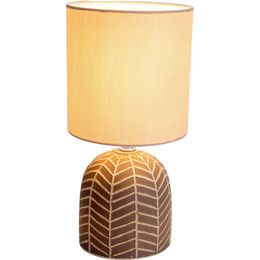 N&auml;ve N&Auml;VE Tischleuchte "Folio", braun, 1, &Oslash; 14cm H: 27,5cm, 1 Stk., Leuchten, Textilschirm/Leinen wei&szlig;, Fu&szlig; Keramik wei&szlig;/grau, 1xE14, Kippschalter, Tischleuchte