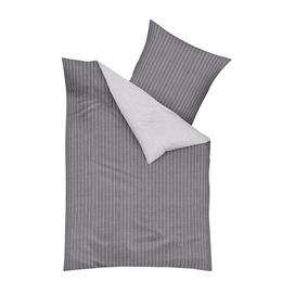 Bettw&auml;sche Kaeppel "Eternity", grau (steingrau), B/L: 155cm x 220cm, 1 Stk., 1 Stk., Mako-Satin, B/L: 80cm x 80cm, 2 Stk., Mako-Satin, Obermaterial: 100% Baumwolle, Bettw&auml;sche, Bettw&auml;sche