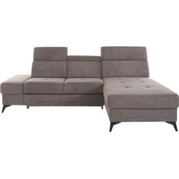 Ecksofa Home Affaire "Cardiz L-Form", grau (taupe), B:246cm H:83cm T:173cm, Webstoff (100% Polyester);Luxus-Microfaser Paris (90% Polyester/10% Polyamid);Struktur fein (100% Polyester);Samtoptik (100% Polyester), Sofas, Ecksofa, inkl.Kopfteilverstellung und Federkern wahlweise mit Bettfunktion