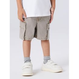 Shorts name it "NMMBEN B CARGO MK SHORTS 7805-PO NOOS", Jungen, Gr. 116, N-Gr, chinchilla, Twill, Obermaterial: 71% Lyocell, 20% Polyester, 8% Viskose, 1% Elasthan, unifarben, used, knielang, Hosen Shorts, Materialmix, Stretch, Baggy Fit, Cargotaschen, leichter Used Look