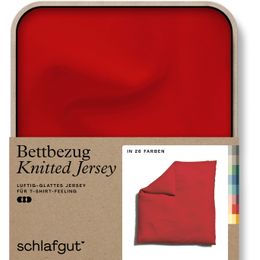 Bettbezug Schlafgut "Premium Bettbezug Knitted Jersey (1 St)", rot (rot deep), B:240cm L:220cm, Jersey, Obermaterial: 95% Baumwolle, 5% Elasthan, Bettbez&uuml;ge, Ton-in-Ton Rei&szlig;verschluss, Bio-Baumwolle mit Elasthan, Uni, OEKO Tex
