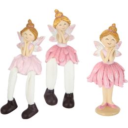 Dekofigur I.GE.A. "Elfen", rosa, B:5cm H:11cm, Polyester, Polyresin, Dekofiguren, 3er Set Kantenhocker