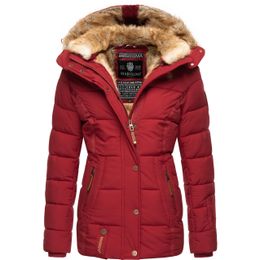Winterjacke Marikoo "Nekoo", Damen, Gr. S (36), rot (dunkelrot), Oberstoff: 100% Polyester. Futter: 100% Polyester. Wattierung: 100% Polyester. &Auml;rmelfutter: 100% Polyester. Kunstpelz: 90% Polyacryl, 10% Polyester, tailliert h&uuml;ftbedeckend, &Auml;rmel ohne &Auml;rmelschlitz Rippstrickb&uuml;ndchen, Jacken Winterjacke, stylische Damen Steppjacke mit gro&szlig;er Kapuze