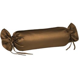 Nackenrollenbezug Fleuresse "Colours", braun (zartbitter), B:15cm L:40cm, Mako-Satin, Obermaterial: 100% Baumwolle, Kissenbez&uuml;ge, Mako Satin, gl&auml;nzend, glatt, Premium Qualit&auml;t