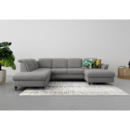 Sit & More Wohnlandschaft SIT & MORE "Maggiore U-Form", grau, B:312cm T:224cm, 98% Polyester, 2% Polyamid, Sofas, Wohnlandschaft, wahlweise mit Kopfteilverstellung, Bettfunktion und Stauraum