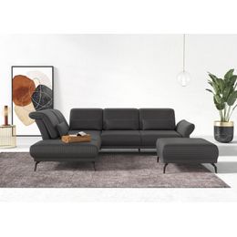 Ecksofa Home Affaire "Coco L-Form", grau, B:294cm H:88cm T:242cm, 100% Polyester, Sofas, Ecksofa, Sitztiefen-, Arm- und Kopfteilverstellung, Cord-Bezug, Fu&szlig;h&ouml;he 15 cm