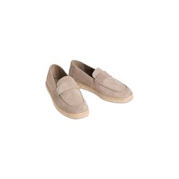 Espadrille Calvin Klein "ESPADRILLE LOAFER BAND SU", Damen, Gr. 41, taupe, Veloursleder, unifarben, Basic, Schuhe Espadrille, Sommerschuh, Schlupfschuh, Mokassin zum Schlupfen