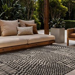 Teppich Ted Baker "Barkham, Wendeteppich", schwarz wei&szlig;, B:120cm H:8mm L:170cm, Polypropylen, Teppiche, Teppich, Designteppich, Wetterfest, Pflegeleicht, Modern, Wohnzimmer, Terrasse