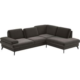 Sit & More Ecksofa SIT & MORE "Morris L-Form, inkl. Sitztiefenverstellung", grau (fango), B:262cm H:82cm T:212cm, 100% Polyester, Sofas, Ecksofa, wahlweise mit Armteilverstellung, Bettfunktion & Bettkasten