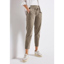 Cordhose Street One "Style Bonny", Damen, Gr. 40, L&auml;nge 28, bark braun, Web, Obermaterial: 98% Baumwolle, 2% Elasthan, unifarben, loose fit kn&ouml;chelfrei, Hosen Cordhose, mit Taschen