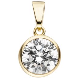 Runder Anh&auml;nger Jobo, gold (goldfarben), Schmuckanh&auml;nger, Damen, Silber 925 (Sterlingsilber), rund 925 Silber vergoldet mit Zirkonia
