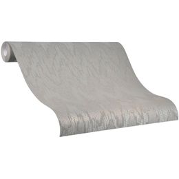 Vliestapete marburg, silber (silber, grau), B:0,7m L:10,05m, Vlies, Tapeten, Wellenmuster, moderne Tapete f&uuml;r Wohnzimmer Schlafzimmer K&uuml;che