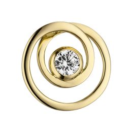 Kettenanh&auml;nger Jobo "Anh&auml;nger rund", gold (goldfarben), Schmuckanh&auml;nger, Damen, Silber 925 (Sterlingsilber), Kettenanh&auml;nger, 925 Silber vergoldet mit 1 Zirkonia