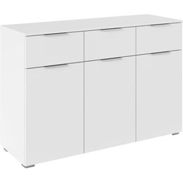 Kombikommode Rauch "Sideboard Schubladenkommode CORTONA mit Dekor-Front", alpinwei&szlig;, B:120cm H:81cm T:42cm, Holzwerkstoff, Sideboards, Kombikommode, mit 3 Schubladen und 3 verstellbaren Einlegeboden MADE IN GERMANY