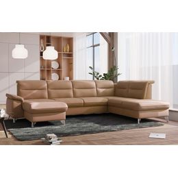 Sit & More Wohnlandschaft SIT & MORE "Astoria U-Form", braun (macciato), B:327cm H:91cm T:225cm, 100% Polyester, Sofas, Wohnlandschaft, wahlweise mit motorischer Relaxfunktion