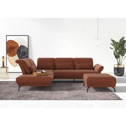 Ecksofa Home Affaire "Coco L-Form", rosa (kupfer), B:294cm H:88cm T:242cm, 95% Polyester, 5% Polyamid, Sofas, Ecksofa, Sitztiefen-, Arm- und Kopfteilverstellung, Cord-Bezug, Fu&szlig;h&ouml;he 15 cm