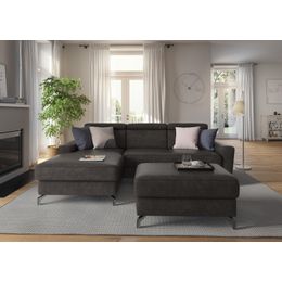 Sit & More Ecksofa SIT & MORE "Scarlett L-Form", grau (anthrazit), B:258cm T:172cm, Sofas, Ecksofa, inklusive Kopfteilverstellung, wahlweise mit Bettfunktion, Bettkasten