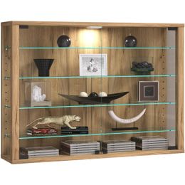 Wandregal Vcm "Wandvitrine H&auml;ngevitrine Glasvitrine Vitrosa L", braun (honig, eiche), B:83cm T:18cm, Regale, Wandregal