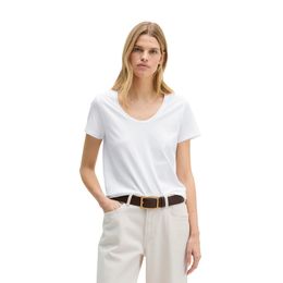 Marc O'Polo T-Shirt MARC O'POLO "aus Organic Cotton Single Jersey", Damen, Gr. S, wei&szlig;, Obermaterial: 100% Baumwolle, unifarben, Basic, loose fit, tiefer Rundhals, normaler Saum, Shirts T-Shirt