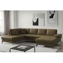 Sit & More Wohnlandschaft SIT & MORE "Morris Jubi, Breite 300 cm", olive, Sofas, B/H/T: 300cm x 83cm x 202cm, NaturLEDER, Ottomane links, Mit Armteilverstellung,Mit Bettfunktion, Wohnlandschaft, mit Armteilfunktion, optional mit Bettfunktion, B:300cm H:83cm T:202cm