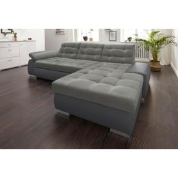 Sit & More Ecksofa SIT & MORE "Ontario L-Form", schwarz (schwarz, steingrau), B:280cm H:75cm T:183cm, Struktur (100% Polyester);Luxus-Microfaser ALTARA NUBUCK (100% Polyester);Luxus-Microfaser (100% Polyester), Sofas, Ecksofa, XXL, wahlweise mit Bettfunktion