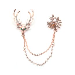 Brosche Firetti "Schmuck Geschenk Ansteckschmuck Gliederkette Perle, Hirsch, Baum", rosa (ros&eacute;goldfarben,,, gr&uuml;n,,, kristallwei&szlig;,,, wei&szlig;, gr&uuml;nkristallwei&szlig;), Broschen, Damen, Metall, Brosche, mit Glasstein - mit Acrylperle