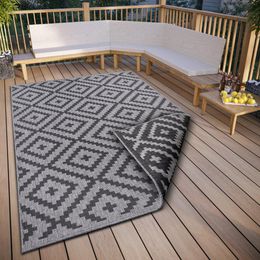 Teppich OTTO HOME "Ronda Wendeteppich", schwarz (anthrazit, schwarz), B:240cm H:5mm L:340cm, Kunstfaser, Teppiche, Teppich, Sisal-Optik, Flachgewebe, In- und Outdoor, geometrisches Boho Design
