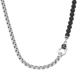 Collier "Panzerkette, schwarzer Achat oder Perle, Silber 925", schwarz, Giorgio Martello MILANO, Halsketten, Damen, 55cm, Silber 925 (Sterlingsilber), Collier