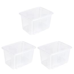 Aufbewahrungsbox keeeper "Emil, 3er Set, 30 L, 44,5 x 34,5 x 27 cm", transparent, B:44,5cm H:27cm T:34,5cm, Kunststoff, Aufbewahrungsboxen, Aufbewahrungsbox, ineinander und aufeinander stapelbar