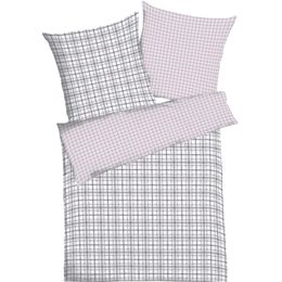 Wendebettw&auml;sche Kaeppel "Plaid", rosa (ros&eacute;), B/L: 140cm x 200cm, 1 Stk., 1 Stk., Mako-Satin, B/L: 70cm x 90cm, 2 Stk., Mako-Satin, Obermaterial: 100% Baumwolle, Bettw&auml;sche, Wendebettw&auml;sche, angenehm w&auml;rmend