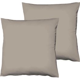 Kissenbez&uuml;ge Fleuresse "Colours", grau (taupe), B:40cm L:40cm, Interlock-Jersey, Obermaterial: 100% Baumwolle, Kissenbez&uuml;ge, edler, b&uuml;gelfreier Interlock-Jersey aus 100% Baumwolle