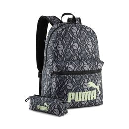 Rucksack Puma "PHASE AOP BACKPACK SET", Puma schwarz, apple spritz, football aop, Rucks&auml;cke, Damen, Netz, , gemustert, Rucksack, f&uuml;r Erwachsene, sportlicher Stil, vielseitig einsetzbar
