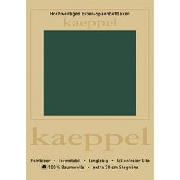 Spannbettlaken Kaeppel "Spannbettlaken Biber", gr&uuml;n, L:200cm, Biber, Obermaterial: 100% Baumwolle, Bettlaken, Spannbettlaken, 100% Baumwolle, kuschelig weich ideal f&uuml;r Winter