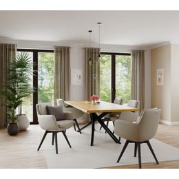 Gardine HOMING "Neta" Gr. 1, gr&uuml;n (goldfarben, petrol), B:140cm H:245cm, Wirkware, Polyester, Gardinen, Gardine, Netzstuktur, Wohnzimmer, K&uuml;che, Schlafzimmer