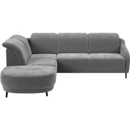 Sit & More Ecksofa SIT & MORE "Blues L-Form", grau (stone), B:258cm H:93cm T:249cm, 100% Polyester, Sofas, Ecksofa, wahlweise mit Klapptisch und USB