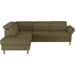 Ecksofa Home Affaire "Calypso L-Form", gr&uuml;n (olive), B:259cm H:85cm T:227cm, 100% Polyester, Sofas, Ecksofa, mit Relaxfunktion motorisch im Sofa 2,5- Sitzer
