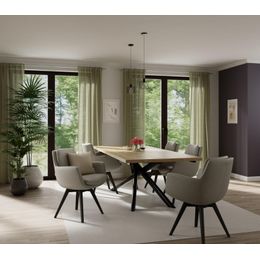 Gardine HOMING "Lian" Gr. 1, gr&uuml;n (moos), B:140cm H:245cm, Obermaterial: 76% Polyester, 24% Leinen, Gardinen, Gardine, Fertigschal