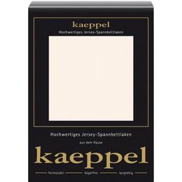 Spannbettlaken Kaeppel "Single Jersey Mako Elasthan", beige (perlmutt), L:200cm, Jersey-Elasthan, Obermaterial: 97% Baumwolle, 3% Elasthan, Bettlaken, Spannbettlaken, aus 97% Baumwolle und 3% Elasthan